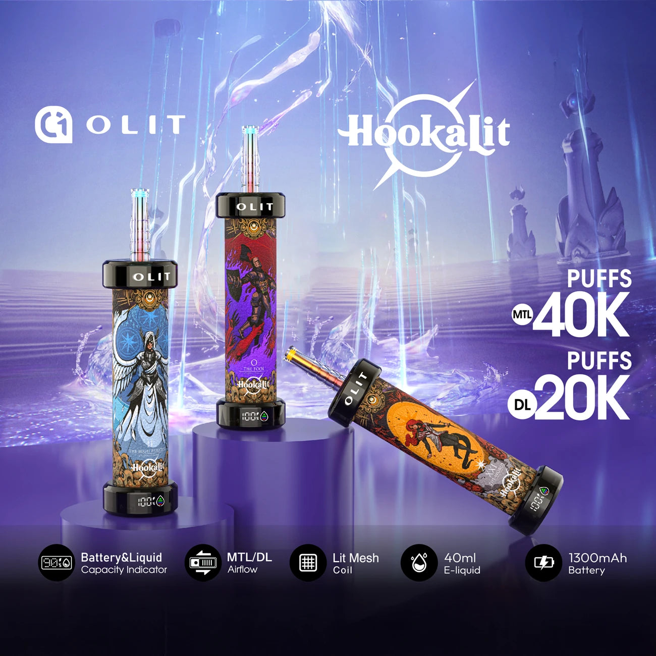 Olit Hookalit 40K Vape 3% – High Puff Disposable with Smart Display ...